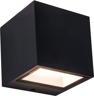 Lutec LED Au&szlig;enwandleuchte Gemini, Moderne mini Wandlampe aus Aluminium in Mattschwarz, Au&szlig;enlampe, 850 Lumen, warmwei&szlig;es Licht 3000K, eckige Wandleuchte mi