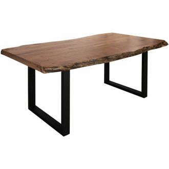 Massivmoebel24 Table &agrave; manger 160x90 Acacia laqu&eacute; Bois naturel / Anthracite mat FREEFORM 5
