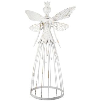 Gilde Figur Elfie Engel aus Metall - Creme-antikfinish - H&ouml;he 60cm x Breite 36cm - Dekofigur