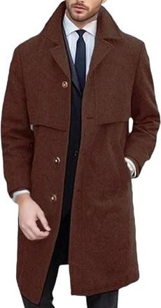 Generic Manteau simple boutonnage pour homme avec revers crant&eacute; chaud hiver classique d&eacute;contract&eacute; &eacute;l&eacute;gant Trench Coat, camel, XXL