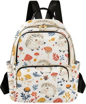 Mnsruu Mini sac à dos pour femme, motif champignon jaune, hérissons, animal, petit sac à dos tendance pour femme, sac à dos décontracté, Multi1219, M