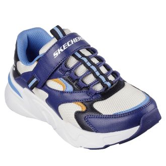 Skechers Bobsbamina Blockfarben Sneaker f&uuml;r Kinder (Wei&szlig;/Schwarz/Blau)