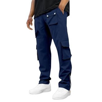 Generic Pantalon cargo d&eacute;contract&eacute; pour homme - Poches r&eacute;sistantes &agrave; labrasion - Pantalon cargo - Taille &eacute;lastique - Pantalon de loisirs baggy - Pantalon d&eacute;co