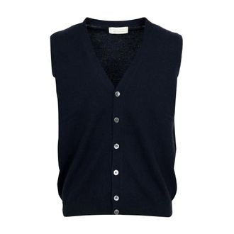 FILIPPO DE LAURENTIIS Homme, Pulls, Bleu, Taille: XL Gilet col V en maille ras&eacute;e