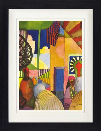 1art1 August Macke Poster Im Bazar, 1914 Gerahmtes Bild Mit Edlem Passepartout | Wand-Bilder | Im Bilderrahmen 40x30 cm