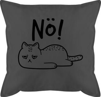 Shirtracer Kissen 50x50 - N&ouml; Katze I Lustiges Katzenmotiv I Geschenk Katzenbesitzer I Katzenfan - 50 x 50 cm - Grau - Motiv katzenkissen spr&uuml;che Katzen cat m&auml;nne