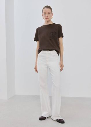 Mango Besticktes Baumwoll-T-Shirt schokolade - Damen - 1XL - MANGO