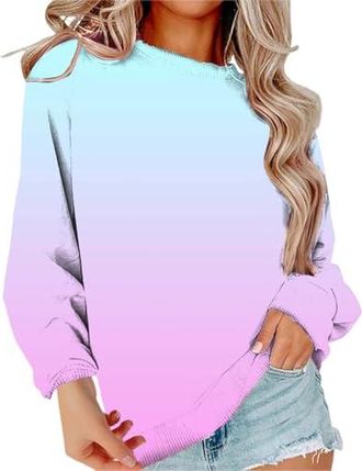 Generic Sweat-shirt à col rond pour femme, décontracté, imprimé 3D, pull surdimensionné à manches longues pour femmes, pull tendance dautomne, Sweat-shirt sur