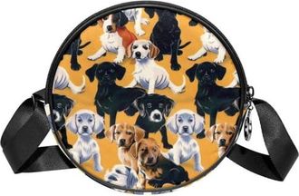 Generic Petit sac &agrave; bandouli&egrave;re circulaire pour femme, chien, sac &agrave; bandouli&egrave;re avec fermeture &eacute;clair, bretelles r&eacute;glables, sac &agrave; main rond d&eacute;contract&eacute; pour f