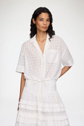 Ganni Chemise blanche en broderie anglaise Blanc Coton biologique - Taille 40 - Pour Femme