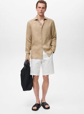 Mango Chemise 100 % lin slim-fit beige - Homme - XXL - MANGO MAN