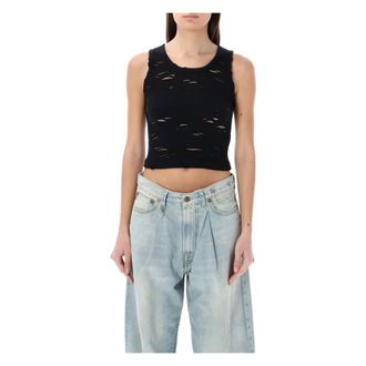 R13 Femme, Tops, Noir, Taille: 40 FR Rib Cotton Broken Top