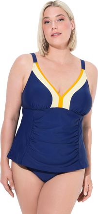 Ulla Popken Damen gro&szlig;e Gr&ouml;&szlig;en &Uuml;bergr&ouml;&szlig;en Plus Size Tankini, Raffungen, Softcups, Tr&auml;ger verstellbar, recycelt Marine 60 836717740-60
