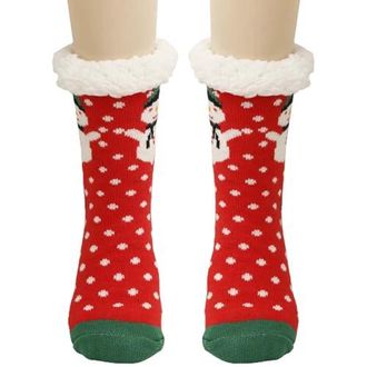 Generic Chaussettes de No&euml;l pour femme - Chaussettes dhiver de No&euml;l anti-polaire &eacute;paisse en laine dagneau - Chaussons et bas pour femme, Rouge, Taille unique