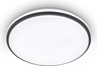 Eglo LED Deckenleuchte Marunella,Wandlampe Ø 34 cm in Stufen dimmbar, Deckenlampe aus Stahl in Schwarz und Kunststoff in Weiß, Wohnzimmerlampe neutralweiß