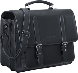 STILORD Andro Sac Enseignant Homme Cuir Vintage Cartable de Professeur pour Classeur A4 PC Portable 14 Pouces Sac à Bandoulière en Cuir véritable, Couleur:Noi