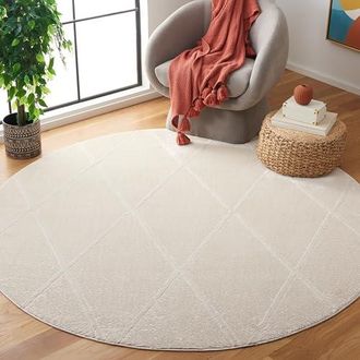 Safavieh Zeitgenössische Teppich für Wohnzimmer, Esszimmer, Schlafzimmer - Revive Collection, Kurzer Flor, Elfenbein, 200 x 200 cm