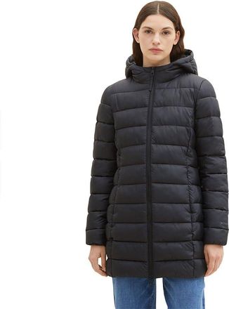 Tom Tailor Damen 1038551 Lightweight Steppmantel mit Kapuze, 14482-deep Black, XS
