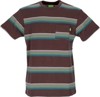 HUF Braunes Gestreiftes Taschen T-shirt Kurzarm - - Tops - Herren - Braun - XL