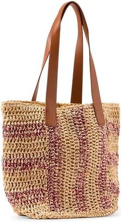 Au Printemps Paris Sac panier &agrave; rayures dor&eacute;es