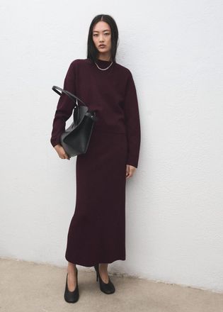 Mango Rundhals-Strickjersey weinrot - Damen - S - MANGO