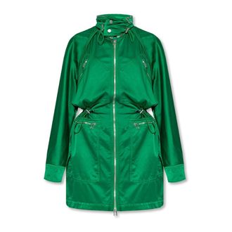 Bottega Veneta Femme, Manteaux, Vert, Taille: 40 FR Parka en satin &agrave; col amovible
