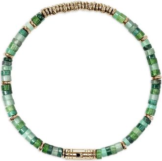 John Hardy bracelet en or 14ct à pierres variées Heishi - Vert