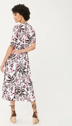 Olsen Midikleid in Wickeloptik mit Allover-Dessin
