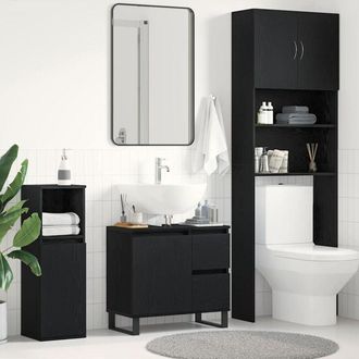 vidaXL Vidaxl - Meuble Sous Lavabo Ch&ecirc;ne noir 65 x 33 x 60 cm Bois ding&eacute;nierie