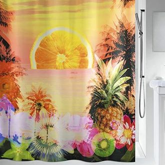 Spirella Anti-Schimmel Duschvorhang - Anti-Bakteriell, waschbar, wasserdicht, Polyester, Sonnenuntergang 180x200cm Bunt, Paradise