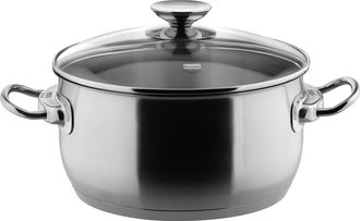 Berndes Injoy Kochtopf mit Glasdeckel - Allherdtauglich & Induktionsgeeignet - Hochglanzpolierter Edelstahl Topf - Nickelfrei - Nudeltopf unbeschichtet