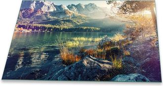 Decorwelt | Herdabdeckplatte 80x52 cm 1-Teilig Landschaft Bunt Ceranfeldabdeckung Universal Spritzschutz Glas Deko Elektroherd Induktion für Kochplatten Herdsch