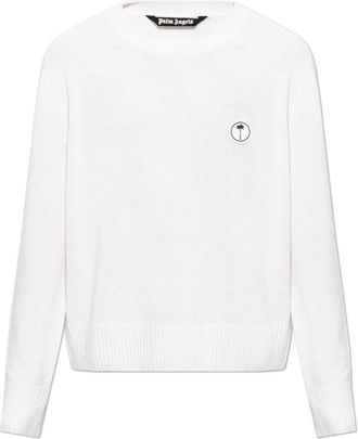 Palm Angels Wollpullover mit gesticktem Logo - - Knitwear - Herren - Beige - M