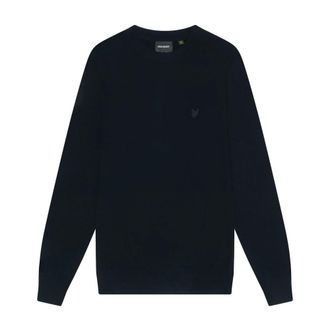 Lyle & Scott Mid Knits Tonal Eagle Lambswool Crew Neck Jumper - - Knitwear - Herren - Blau - L