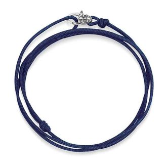Nialaya Homme, Accessoires, Gris, Taille: ONE Size Navy Wrap-Around String Bracelet with Sterling Silver Lock