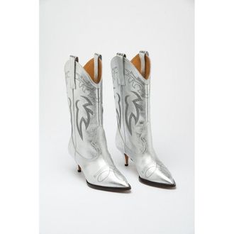 Moschino Embroidered Viscose Boot - Silver