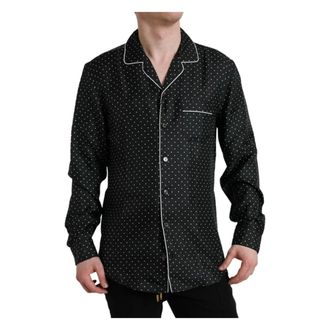 Dolce & Gabbana Polka Dot Seiden Freizeithemd - - Shirts - Herren - Schwarzk - S