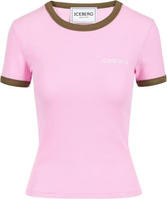 Iceberg Femme, Tops, Rose, Taille: 40 FR T-Shirt Slim en Jersey C&ocirc;tel&eacute;