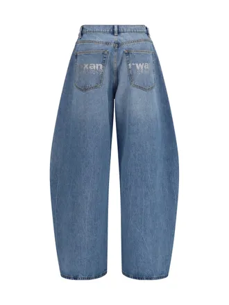 Alexander Wang Womens Crystal Balloon Jeans Vintage Light Indigo Cotton