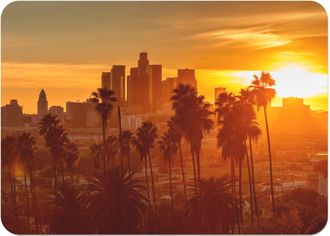 Fabulous Platzset, weich, Unterseite aus Kork, Platzdeckchen, Los Angeles, Sonnenunterlage, Stadt, Palme, Dekoration, groß, 39,5 x 28,5 cm