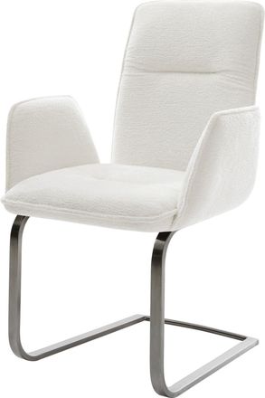 DELIFE Schwingstuhl Vinja-Flex Freischwinger flach Graphit Bouclé Soft Beige