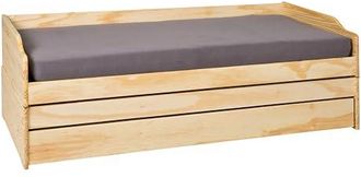 Inter Link SAS Funktionsbett - Stauraumbett - Bett mit Schubladen - Kiefer massivholz - Für Kinder, Jugendliche - Einzelbett - Gästebett - 2 Lattenroste - 3 Liegeflä