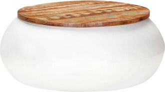 vidaXL Vidaxl - Table basse Blanc 68x68x30 cm Bois de r&eacute;cup&eacute;ration solide