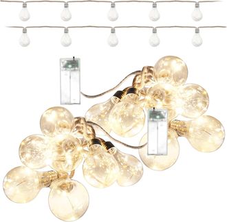 Com-Four 2x LED-Lichterkette mit Gl&uuml;hbirnen am Strick - dekorative Innenbeleuchtung f&uuml;r Wohn- und Schlafzimmer - warmwei&szlig;es Licht f&uuml;r stimmungsvolle Raum- & Fe