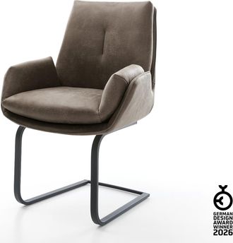 DELIFE Freischwinger Clea-Flex Mikrofaser Taupe Vintage Freischwinger flach Schwarz, Esszimmerst&uuml;hle