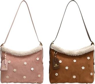 Generic Sac &agrave; bandouli&egrave;re en pour femmes, fourre-tout en polaire dagneau PU, sacs cadeaux de no&euml;l (marron)