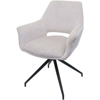 Mendler Chaise de salle &agrave; manger HWC-M53, chaise de cuisine rembourr&eacute;e avec accoudoirs, pivotante Auto-Position, m&eacute;tal tissu/tex