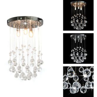 vidaXL Vidaxl - Lampen - Living Deckenleuchte mit Kristallperlen Silbern Kugel 3x G9 Gl&uuml;hbirnen - Silber