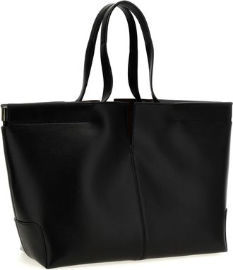Tod's Structured Leather Shopper Tote Bag - Black