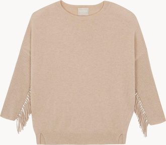 Kujten Pull cachemire col rond manches franges - Pull Ayade